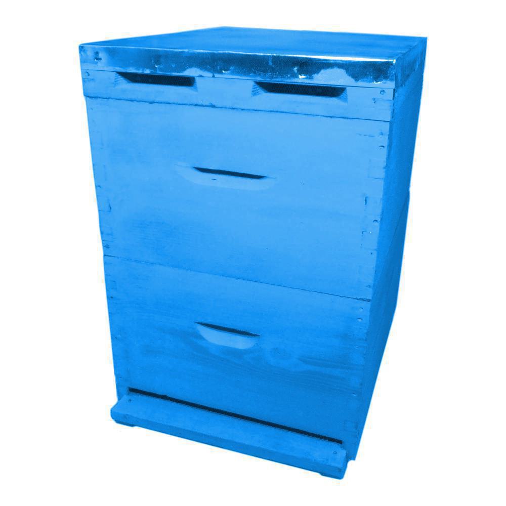 Colored double hive coated with paraffin - Blue - Moraitis